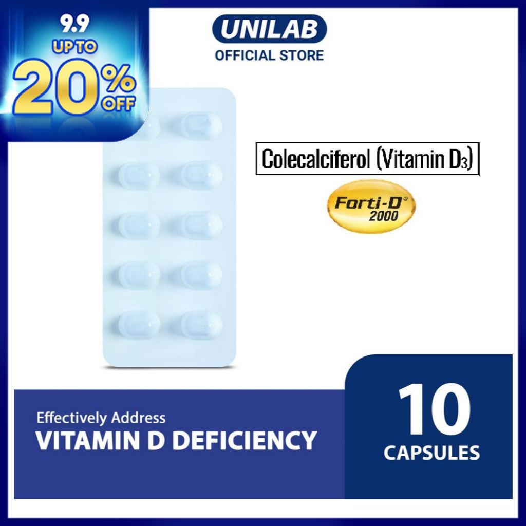 Unilab Forti-D 2000IU 10 Capsules- For Vitamin D Deficiency to Improve ...