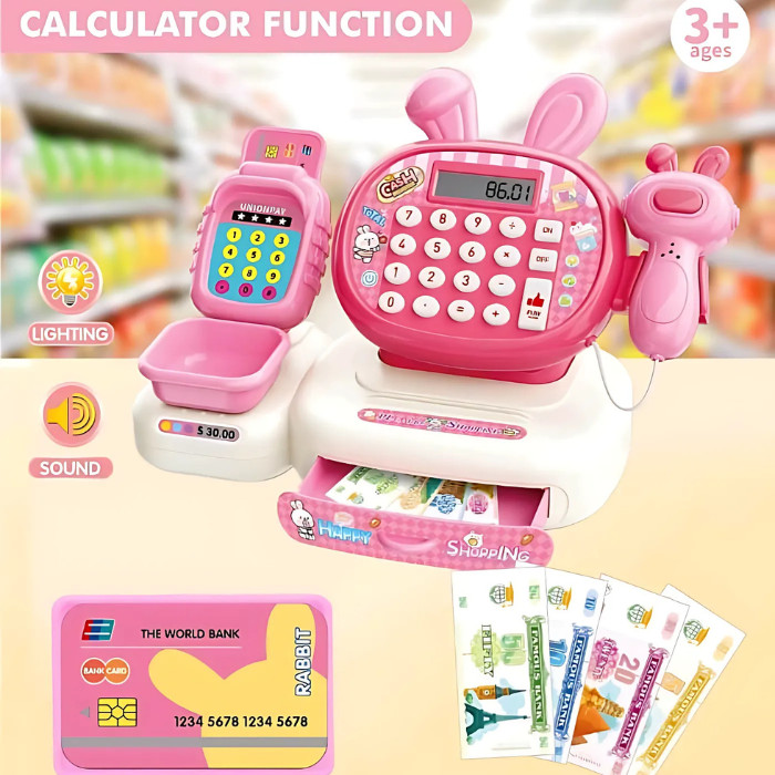 MESIN LAYAR Toy Studio Children's Toy CASH REGISTER LCD Screen Cashier ...