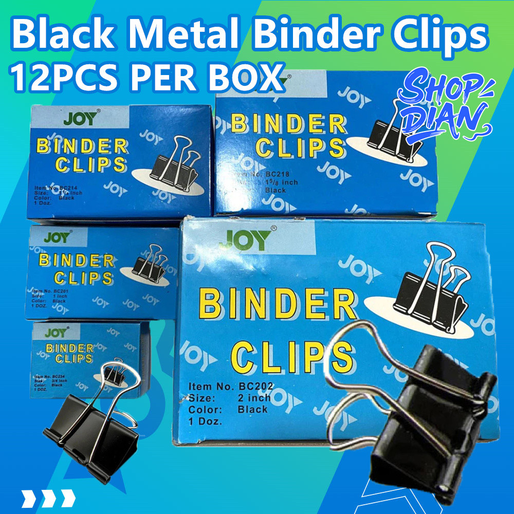 JOY 12pcs Black Metal Binder Clips Durable Efficient Office Paper ...