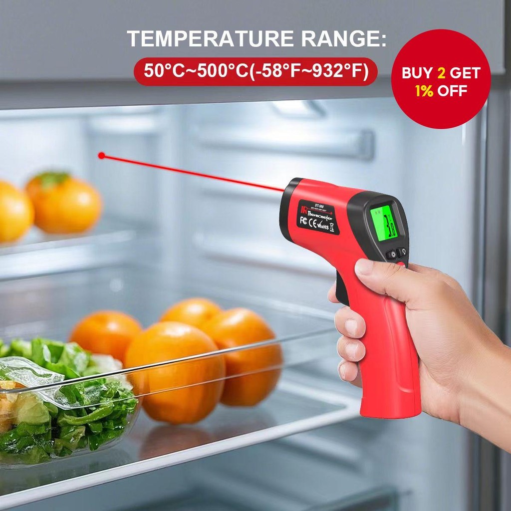 Infrared Thermometer -50℃~500℃ Non-Contact Laser Temp Gun with Backlit ...