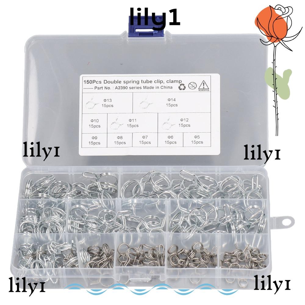 LILY 150Pcs Double Wire Spring Clips , 5-14mm Stainless Steel Spring ...