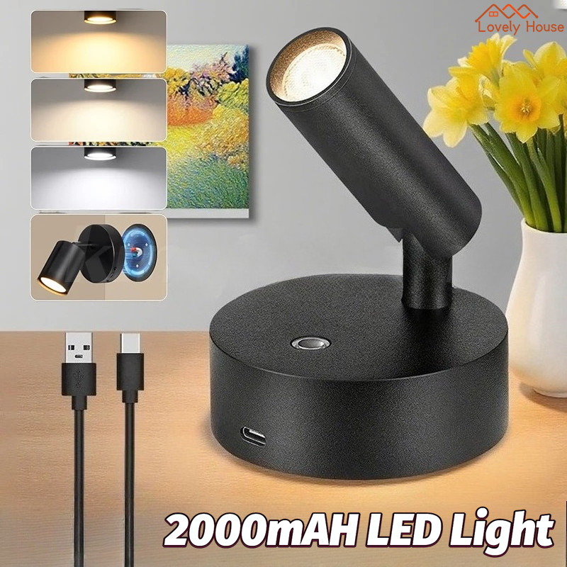 LED Wall Mounted Light Magnetic Base USB Rechargeable 360° Rotate ...