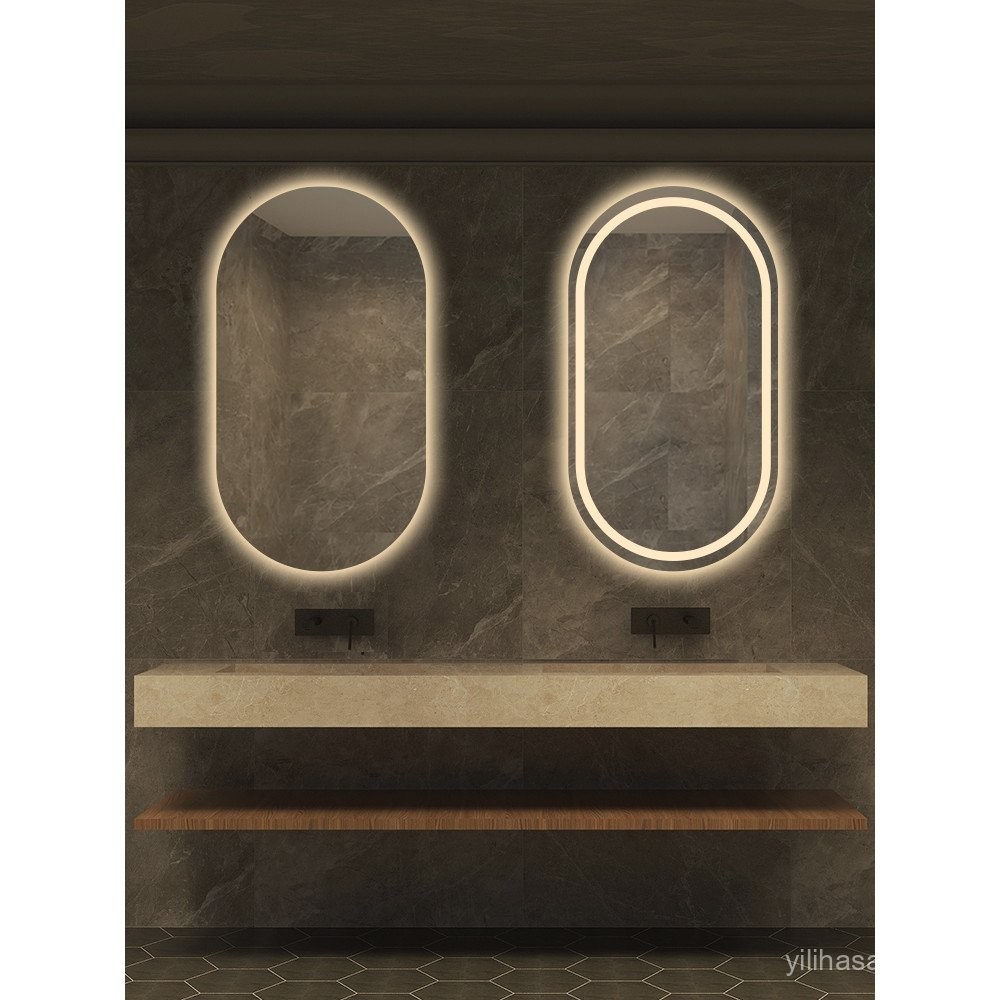 Oval wall-mounted smart bathroom mirror with light for beauty salon led ...