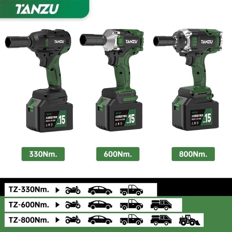 TANZU 330/600/800NM Cordless Electric Impact Wrench 1/2 inch for Car ...