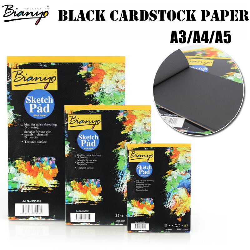 A3/A4/A5 Black Cardstock Paper 25Sheets Black Card Stock for Drawing ...