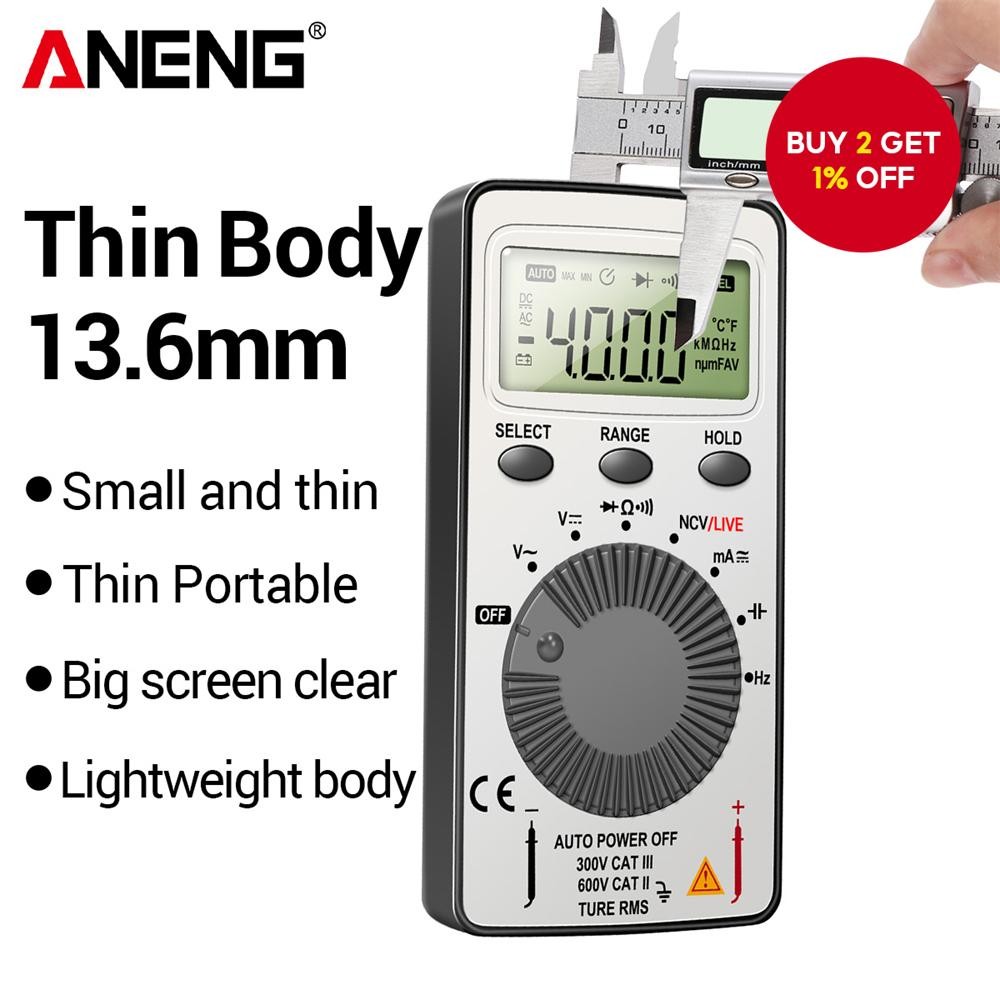 ANENG AN101 Mini Digital Multimeter - 1999 T-RMS AC/DC Tester with NCV ...