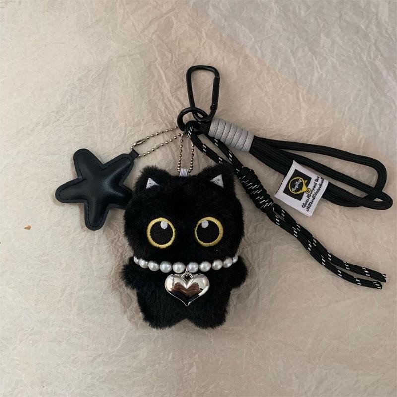 Plush Black Cat Pendant Hanging Accessory Backpack Cartoon Doll ...
