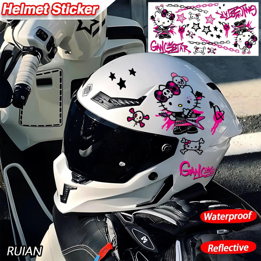 Kitty Cat Helmet Sticker Polymer UV Material Waterproof Sunproof ...