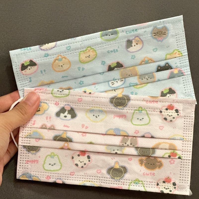 Cat Dog Mask Cute Soft Girl Print Once Preppy Style Three-Layer ...