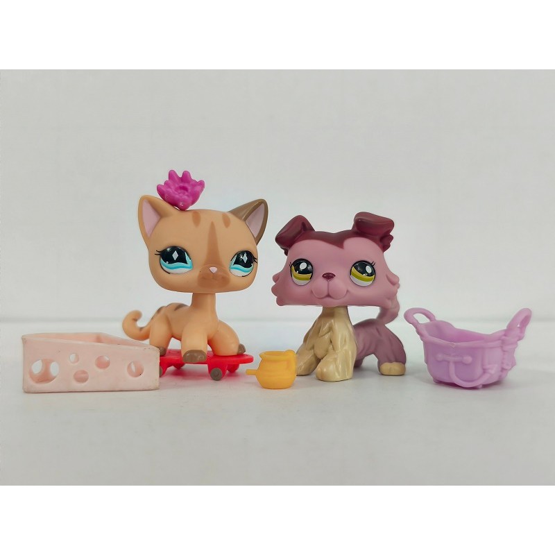 2pcs/lot LPS Figure Cat Dog #886#1723 W/Accessories Littlest Pet Shop ...