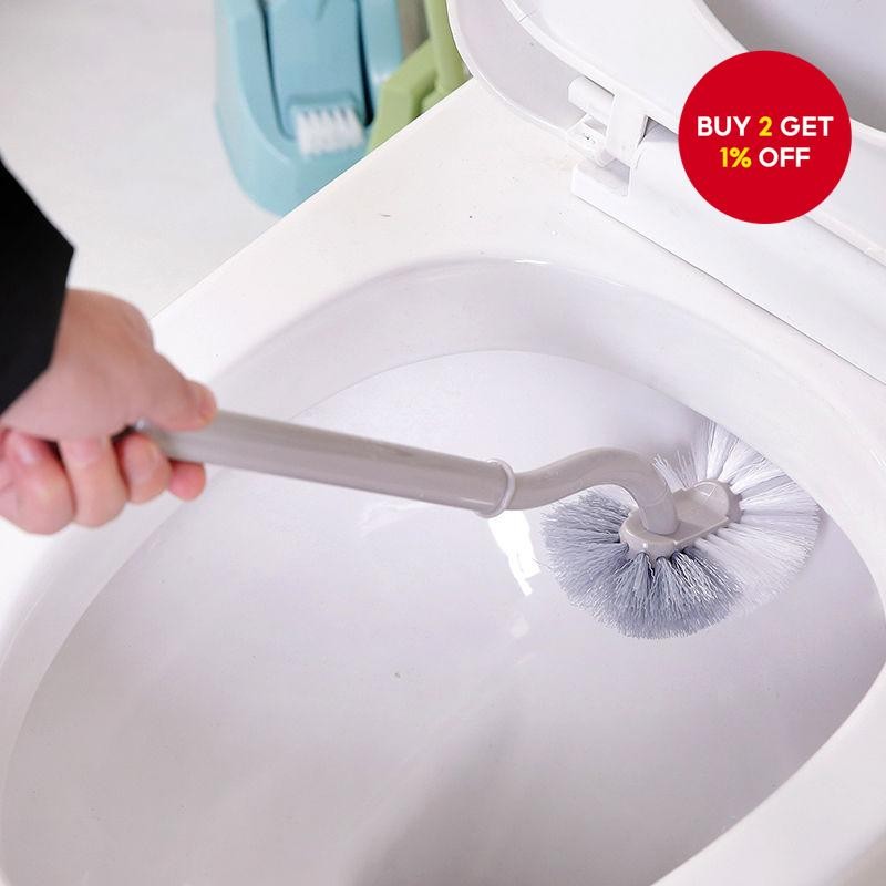 Plastic Bent Long-Handle Toilet Brush - Multi-Surface Cleaning Tool for ...