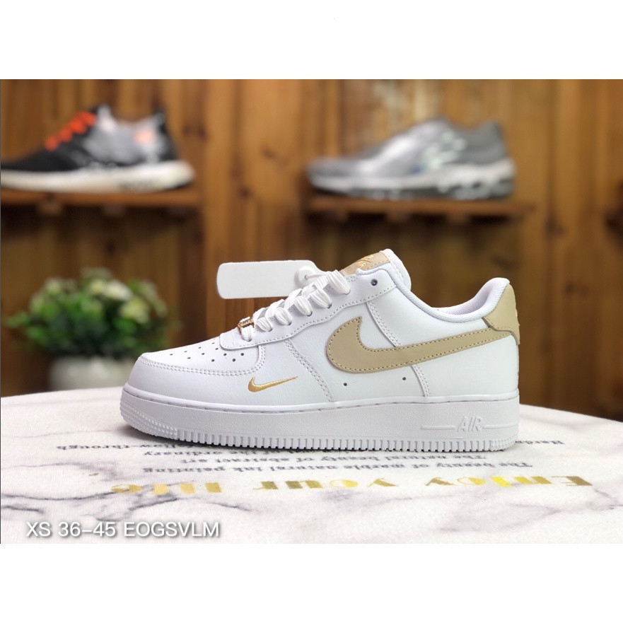 Nike Air Force 1'07 Low AF1 Thick bottom White Gold Men's and women's ...