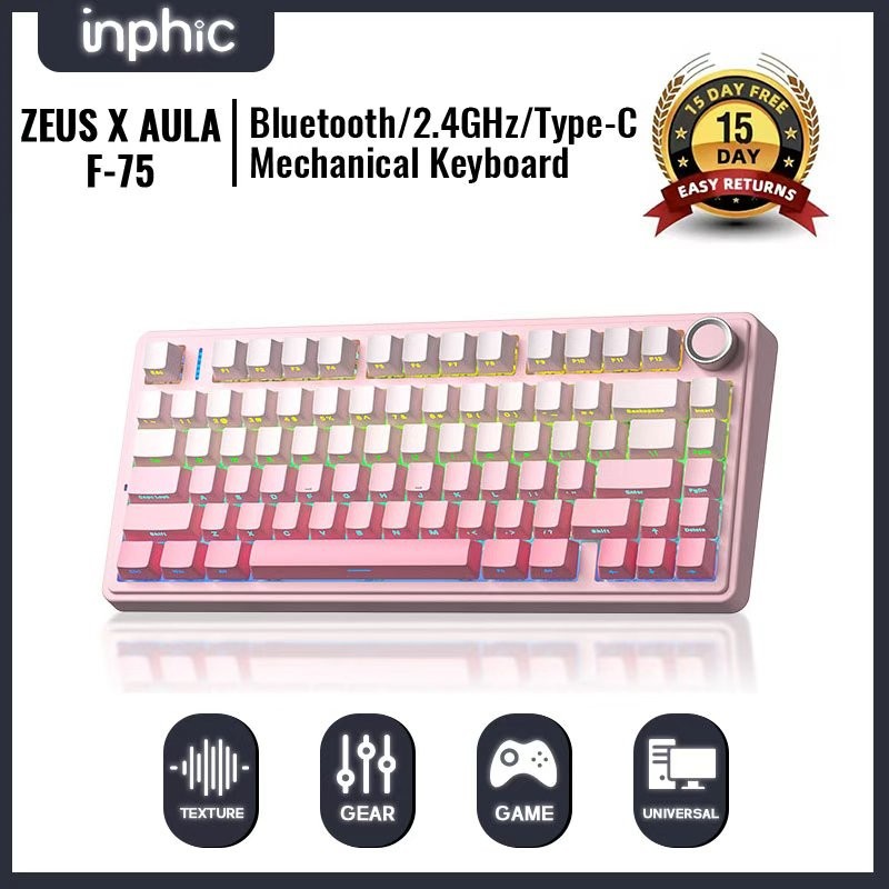 INPHIC x Aula 75% Wireless Mechanical Gaming Keyboard Bluetooth/2.4GHz ...