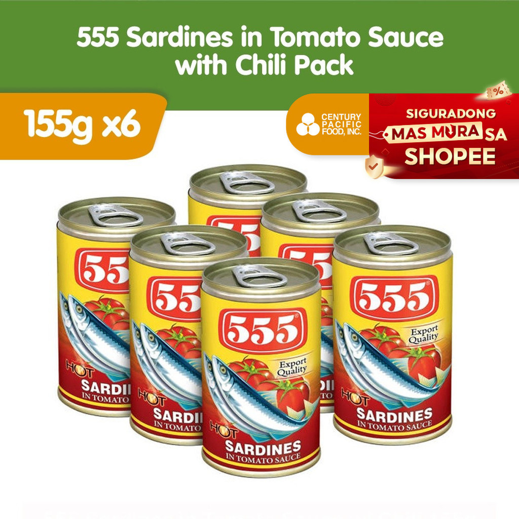 555 Sardines in Tomato Sauce with Chili 155g (Pack of 6pcs) - Rich in ...