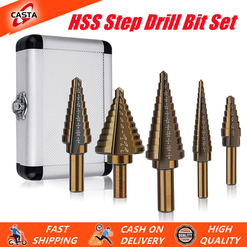 5pcs HSS Cobalt Multiple Hole 50 Sizes Step Drill Bit Set Tools with ...