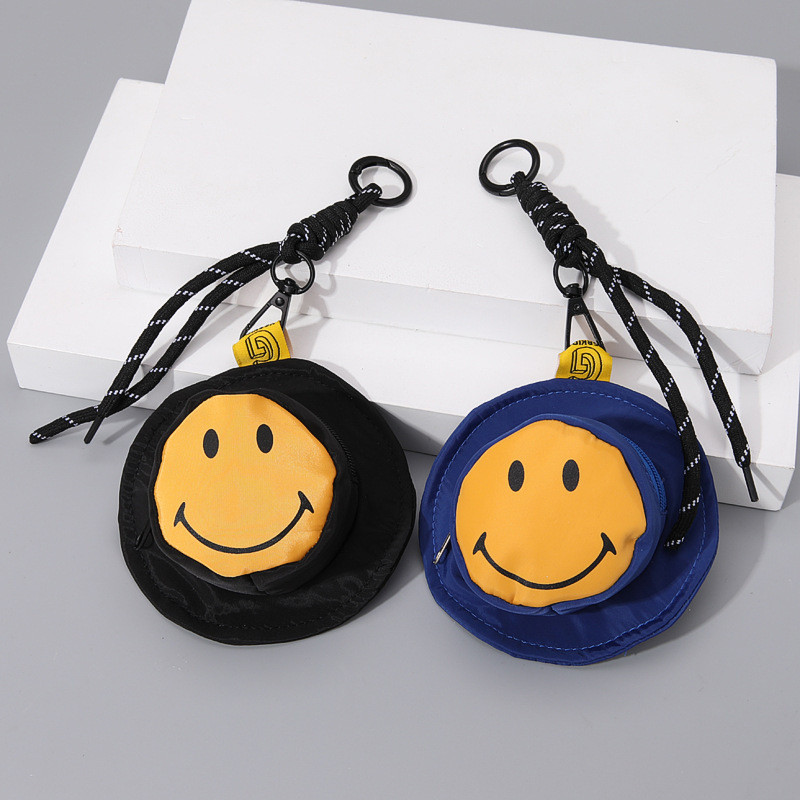 Smiley Mini Bucket Hat Cute Earphone Bag Coin Purse Niche Portable ...