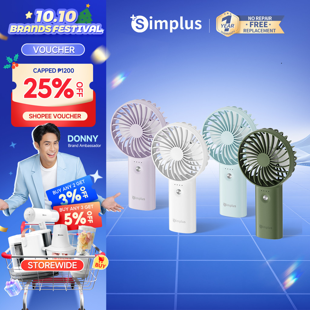 Simplus Mini Fan Rechargeable Fan 3 Speeds Type-C Charging Strong Wind Handheld Portable ...