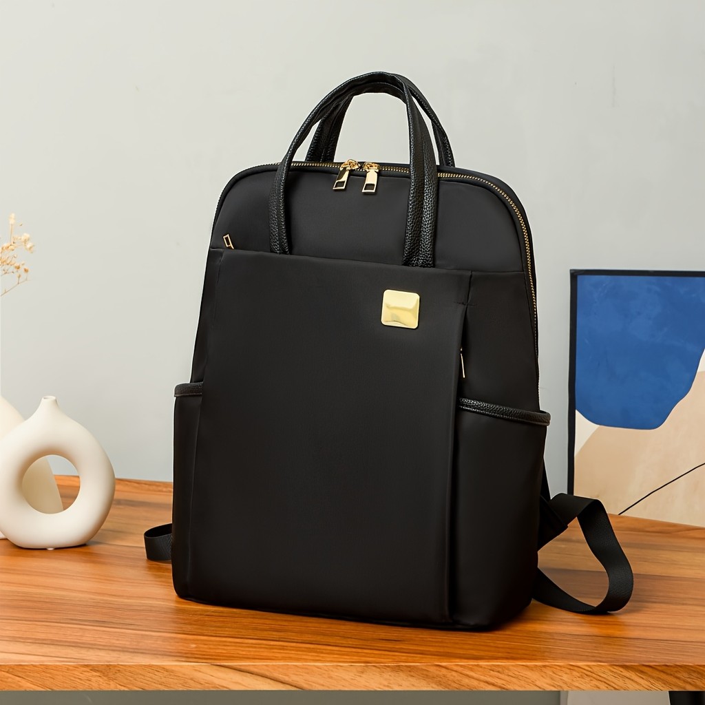 Ladies Large-Capacity Backpack Solid Color Simple Commuter Bag Can Hold ...
