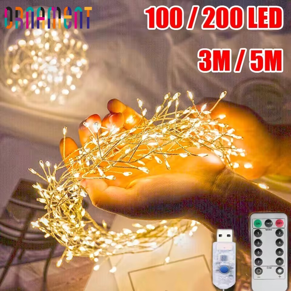 Copper Wire Firecracker String Lights USB Powered, IP65 Waterproof with ...