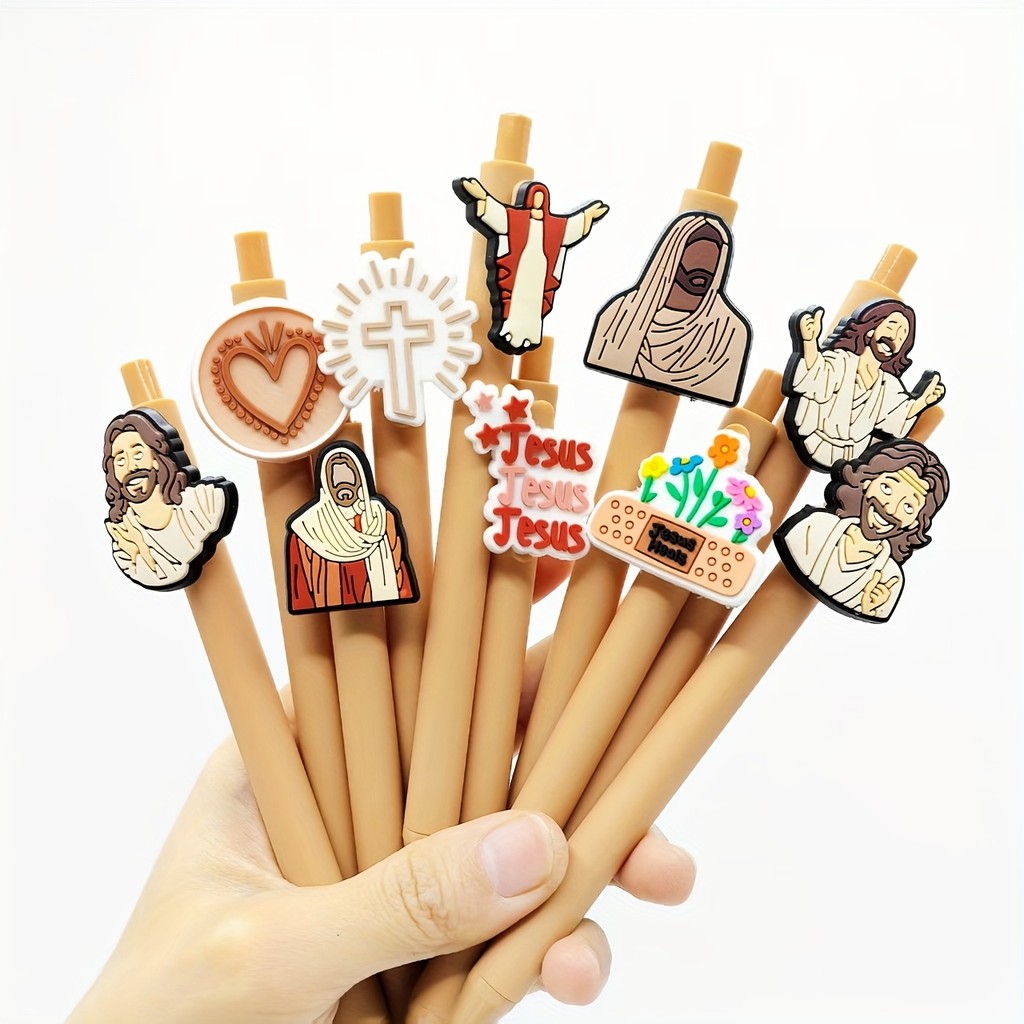 10pcs Religious Neutral Pen Jesus Bible Phrase Round Ballpoint Pen ...
