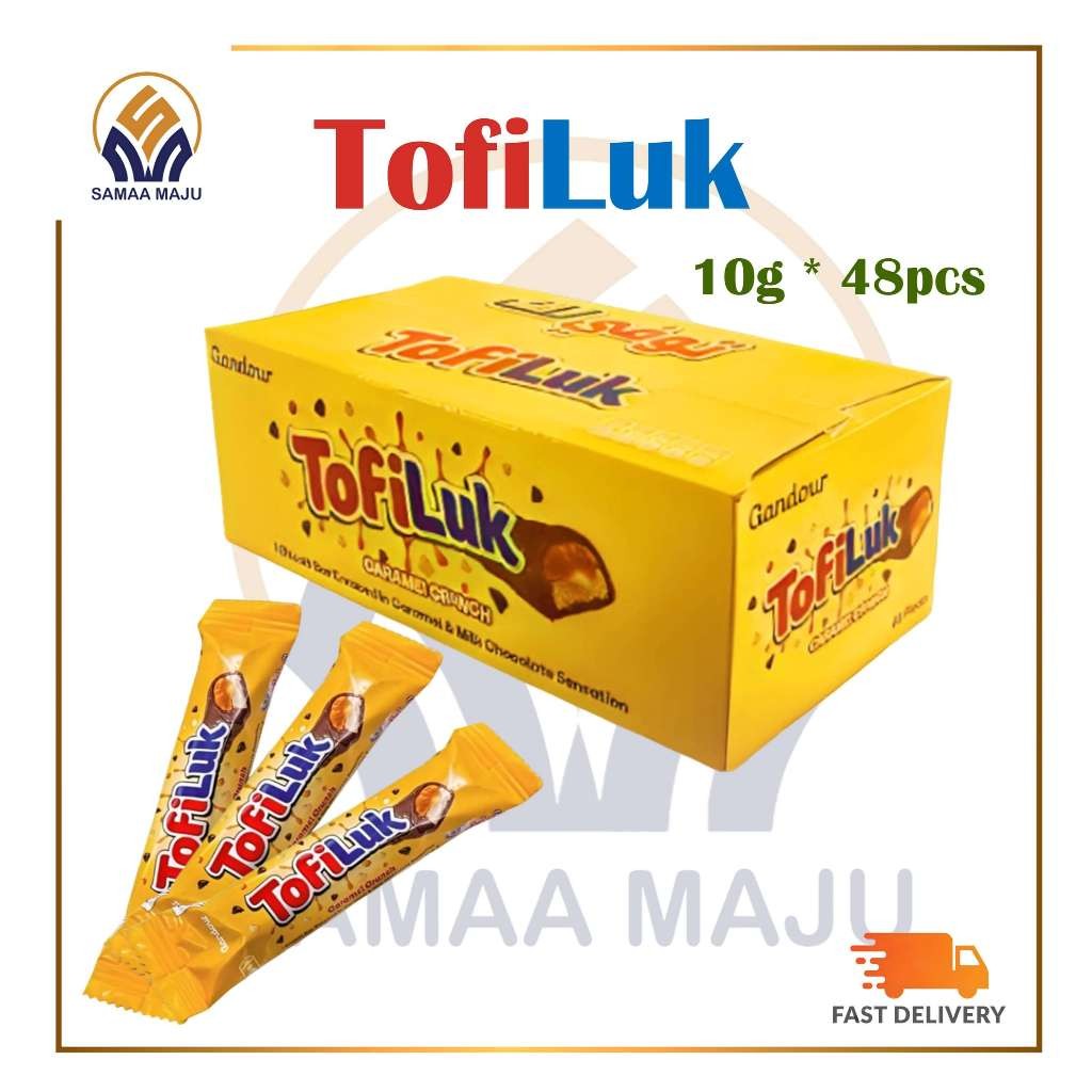 Tofiluk Caramel Crunch Chocolate (Coklat Biskut) - Box of 48 single ...