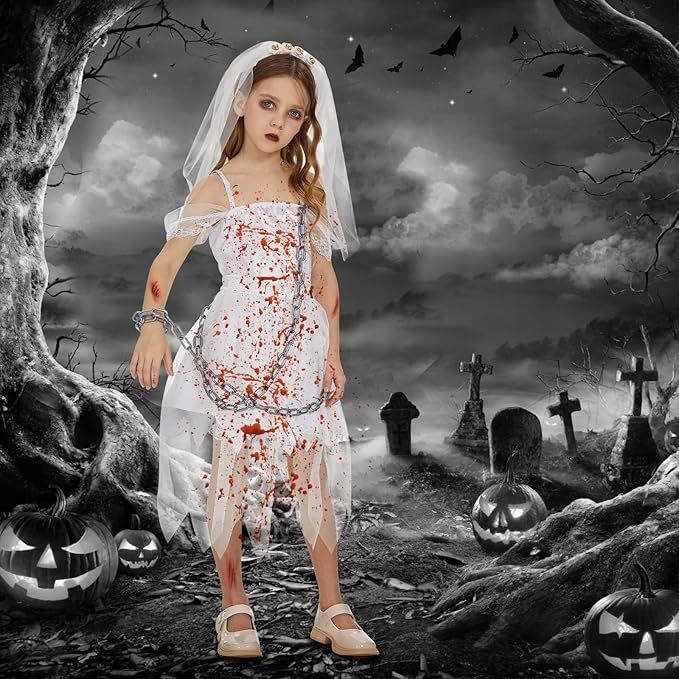 Horror Ghost Bride Witch Vampire Dress Girl Halloween Cosplay Costumes ...