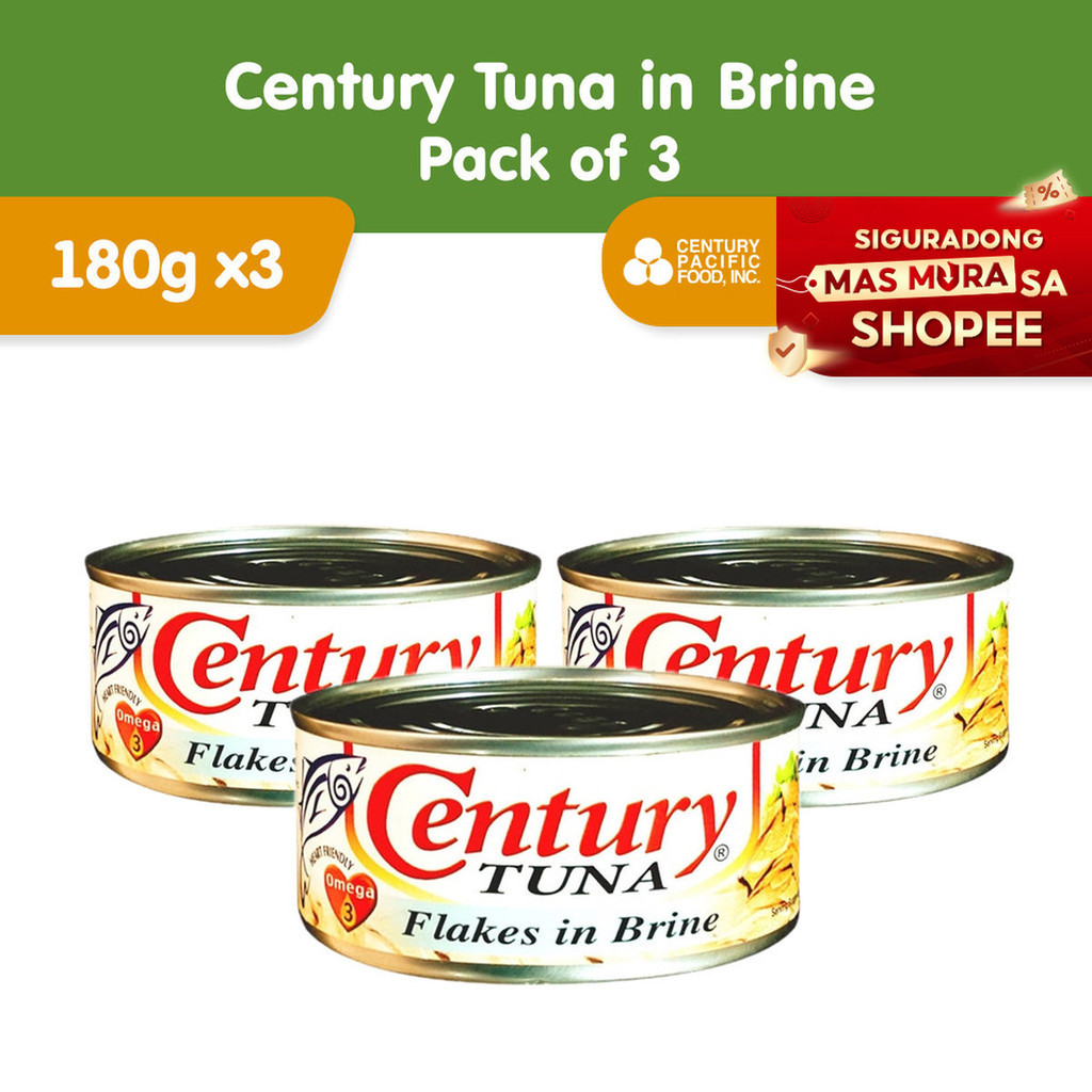 Century Tuna in Brine 180g (Pack of 3) - Protein, Omega 3 DHA, No ...