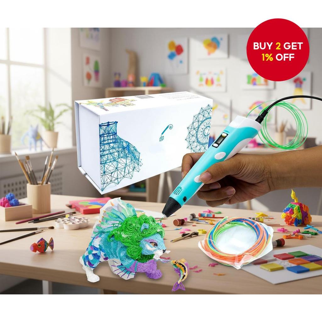 3D Drawing Pen Set with PLA Filament, DIY Arts Craft Kit, USB LCD Art ...