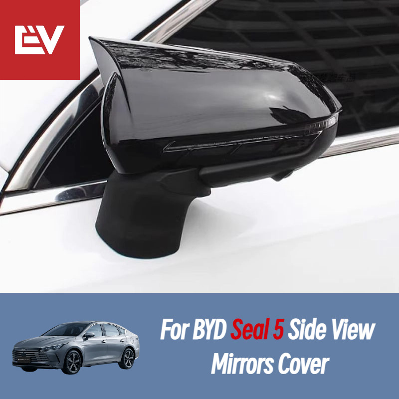 For BYD [SEAL 5 DM-i] Side View Mirrors Cover ABS Texture Bright Black ...