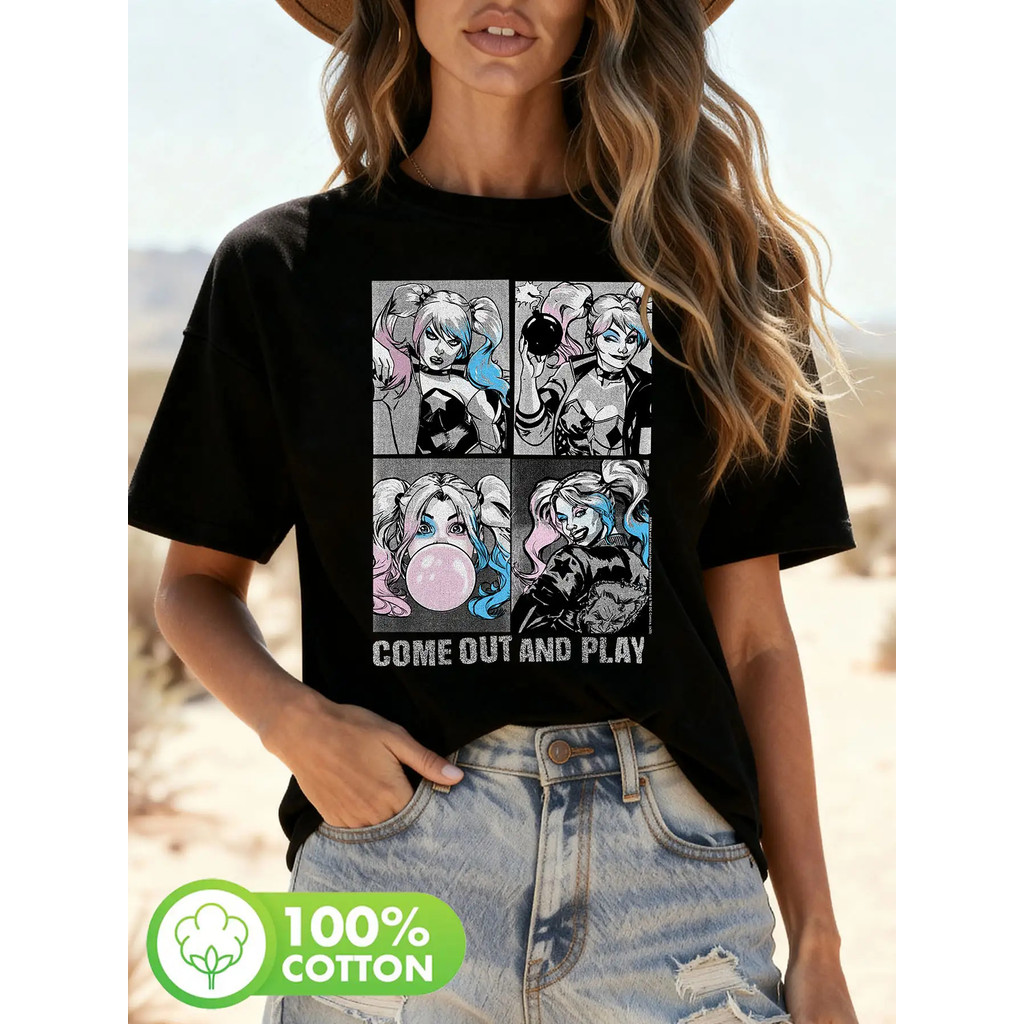 WB Women's Harley Quinn & Batman Officially Inspired T-Shirt - Iconic ...