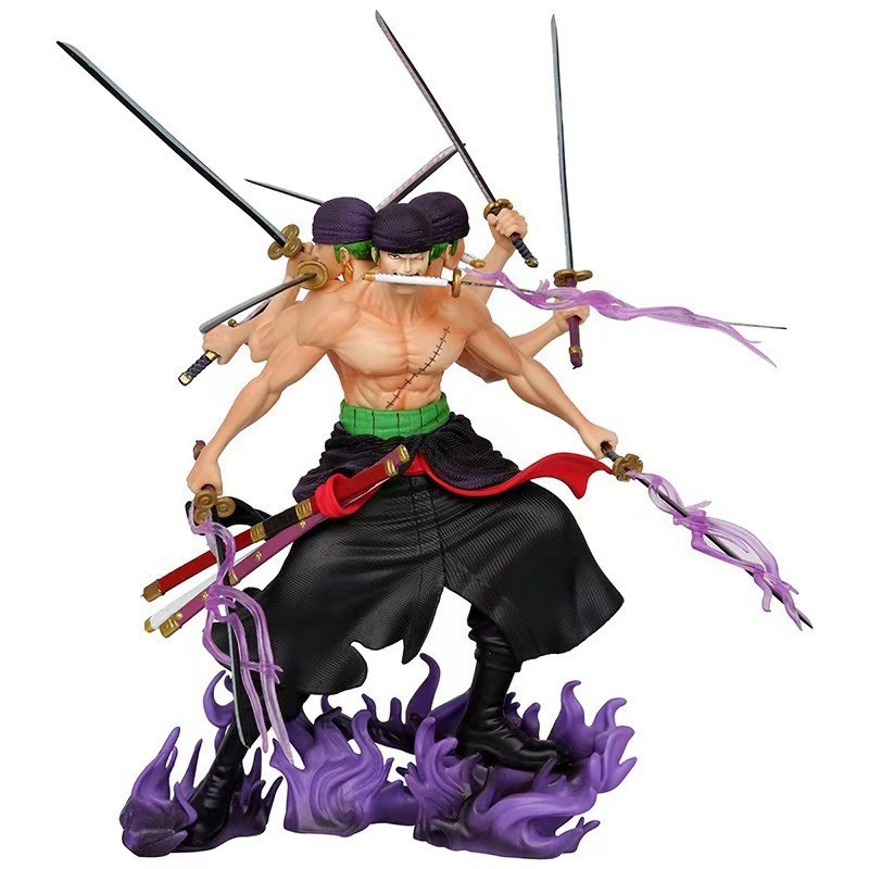 One Piece Wano Battle Nine-Sword Style Zoro Ashura Three Heads Six Arms ...