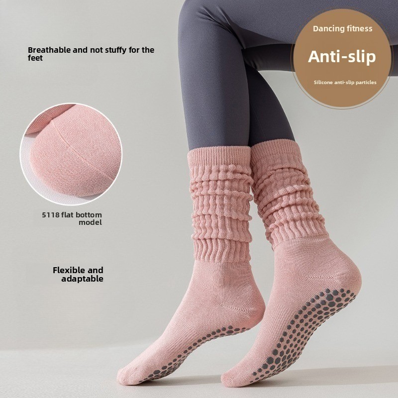 Women Sports Socks Yoga Long Tube Fitness Pure Cotton Anti-slip Pilates ...