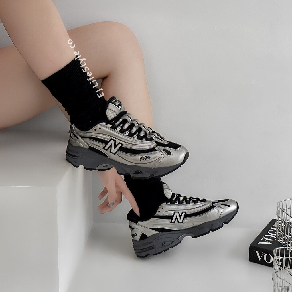 NEW BALANCE M1000 NB Vintage Silver Black Gray Blue Futuristic Unisex ...