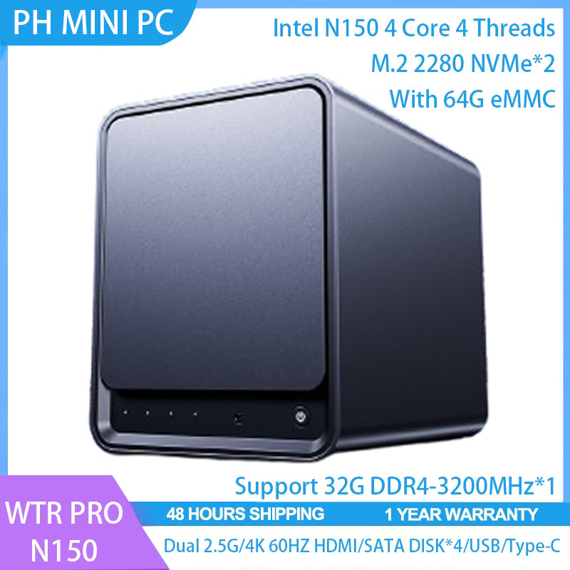 SZ BOX WTR PRO Intel N150 Mini PC DDR4+ 3200Mhz with 64GB eMMC 4K 60HZ ...