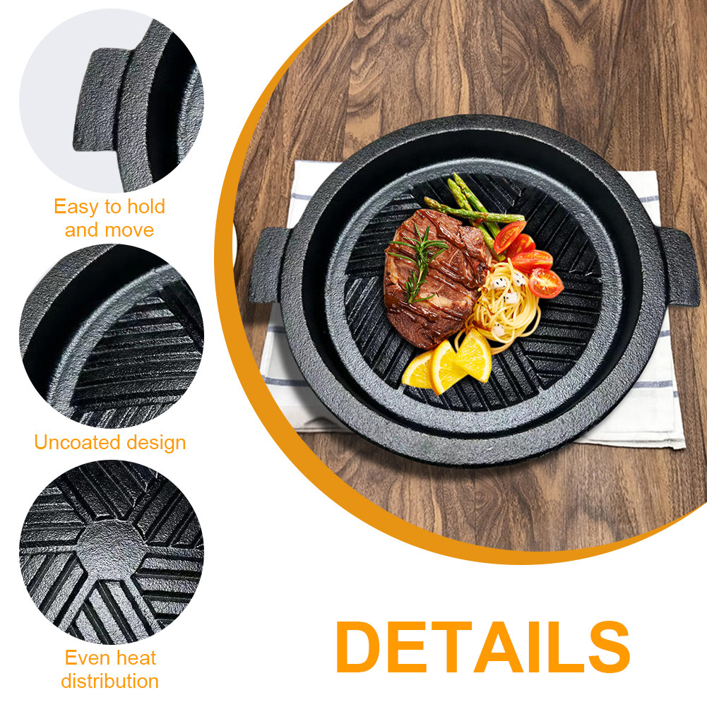 【Local Delivery】8 Inch Cast Iron Grill Pan Non-Stick Frying Pan Round ...