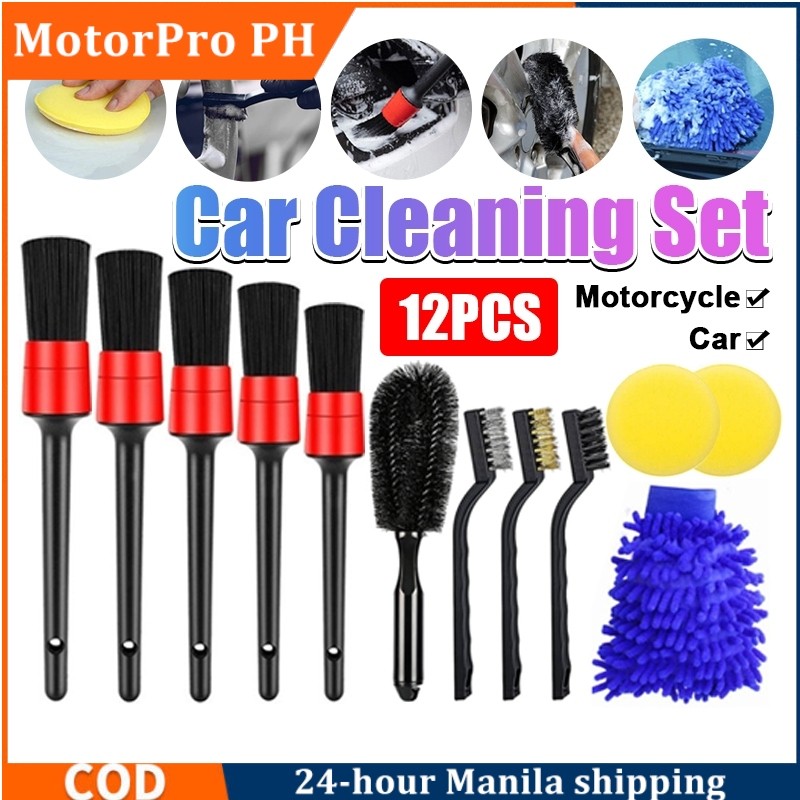 12pcs Car Cleaning Brush Kit Universal Car Seat Slot Detailing Tire ...