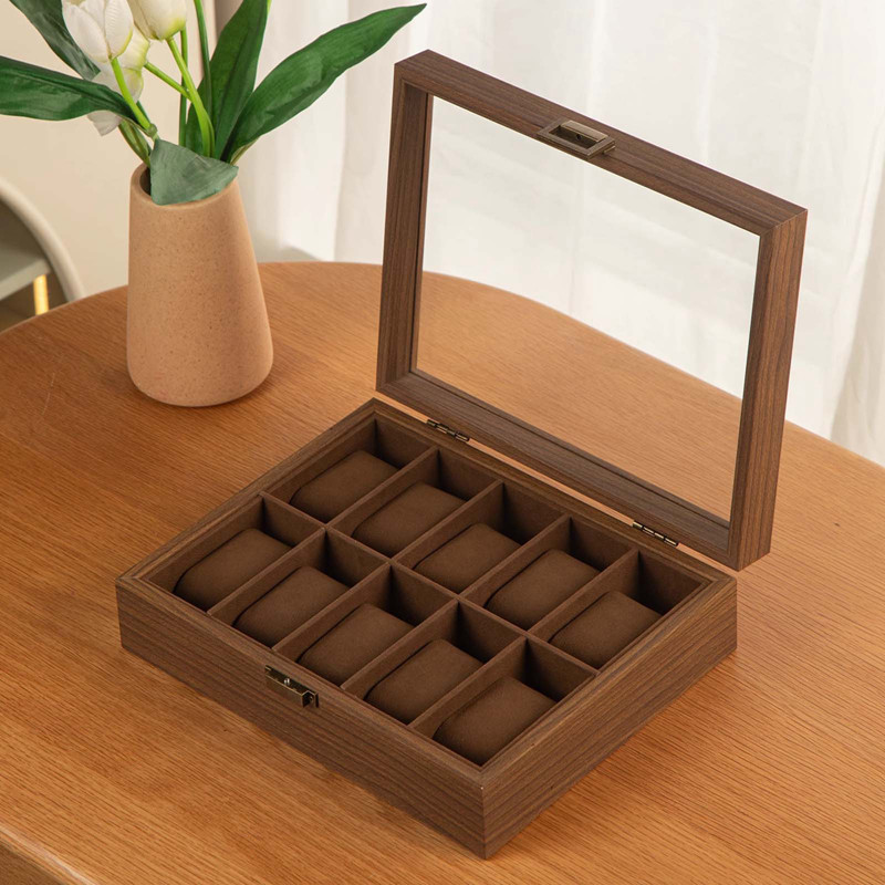 Black Walnut Wooden Watch Box Vintage Display Case With Pillow Multi ...