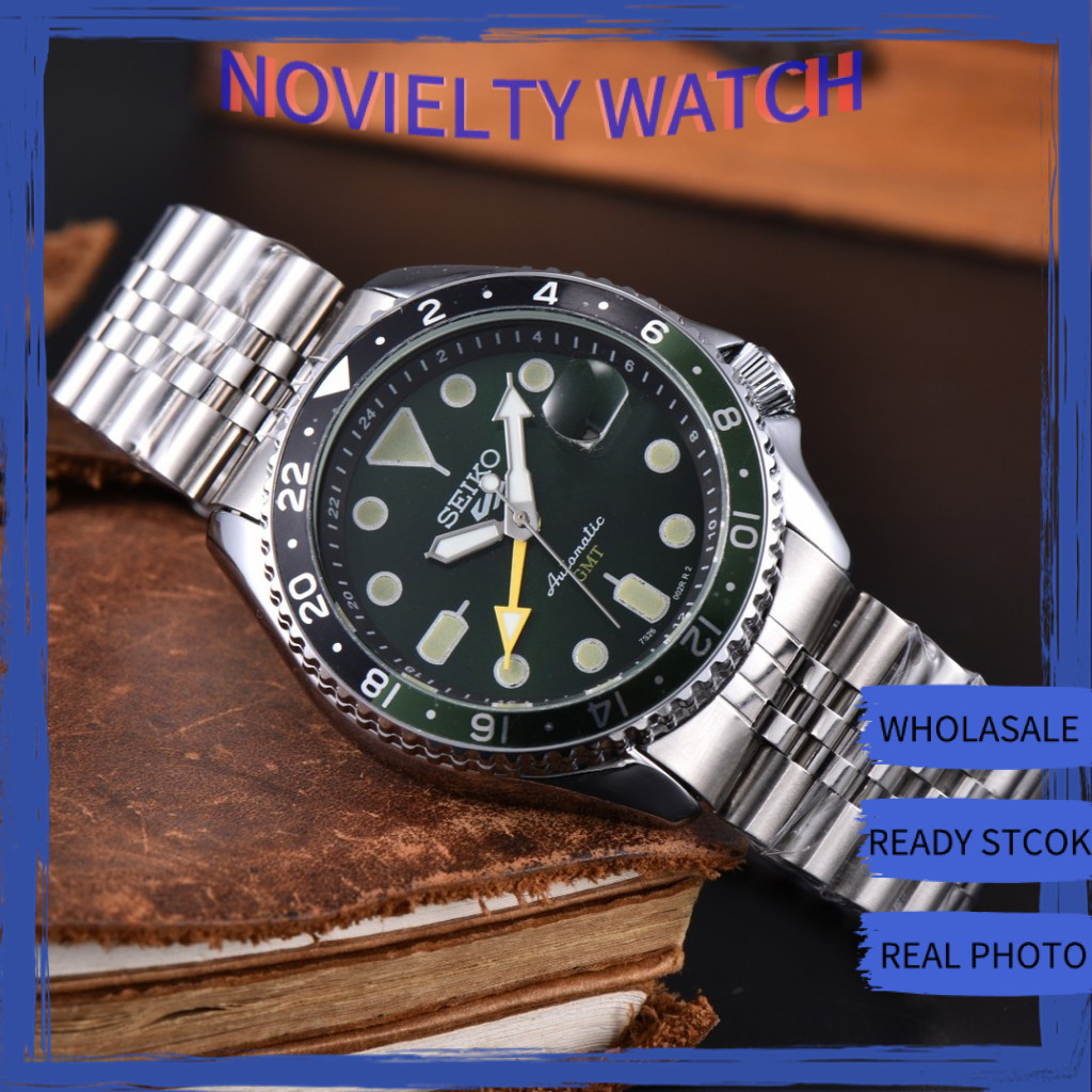 SKO Men's Watch GMT Steel Band Waterproof Water Ghost Mechanical Diving ...