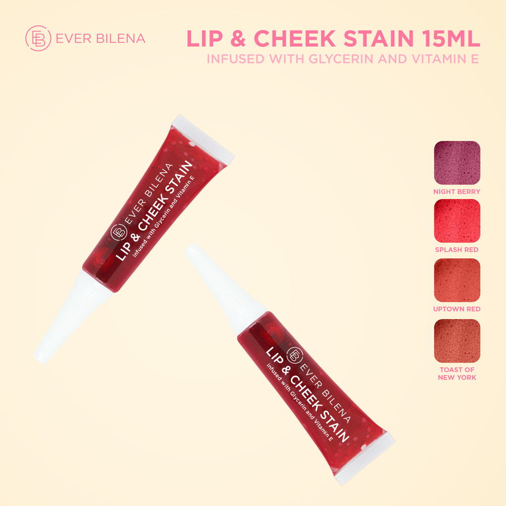 Ever Bilena Lip and Cheek Stain Tint Vitamin E Uptown Red Night Berry ...