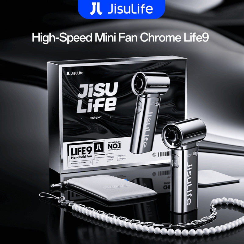 JISULIFE Handheld Fan Life9 Mini Fan Rechargable Chrome New ...