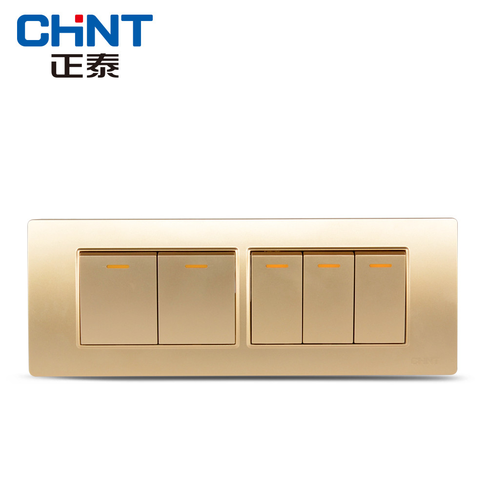 Zhengtai Electrician Type 118 Wall Switch NEW5D Steel Frame Champagne ...