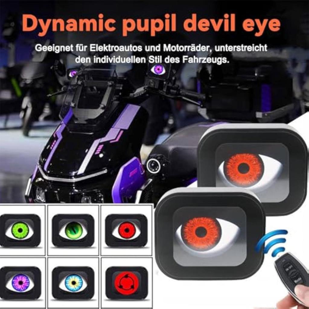 Motorcycle LED Eye Lights 12-36V Waterproof Animated Remote Control ...