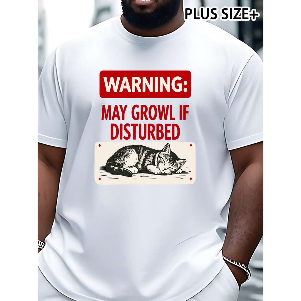 Men'S "Warning: May Growl if Disturbed" Graphic T-Shirt-Light Blue ...