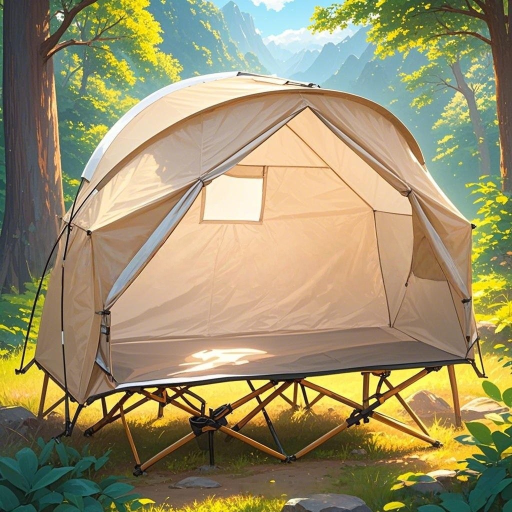 Single Person Backpacking Tent with Elevated Camping Cot 2 in 1 Design ...