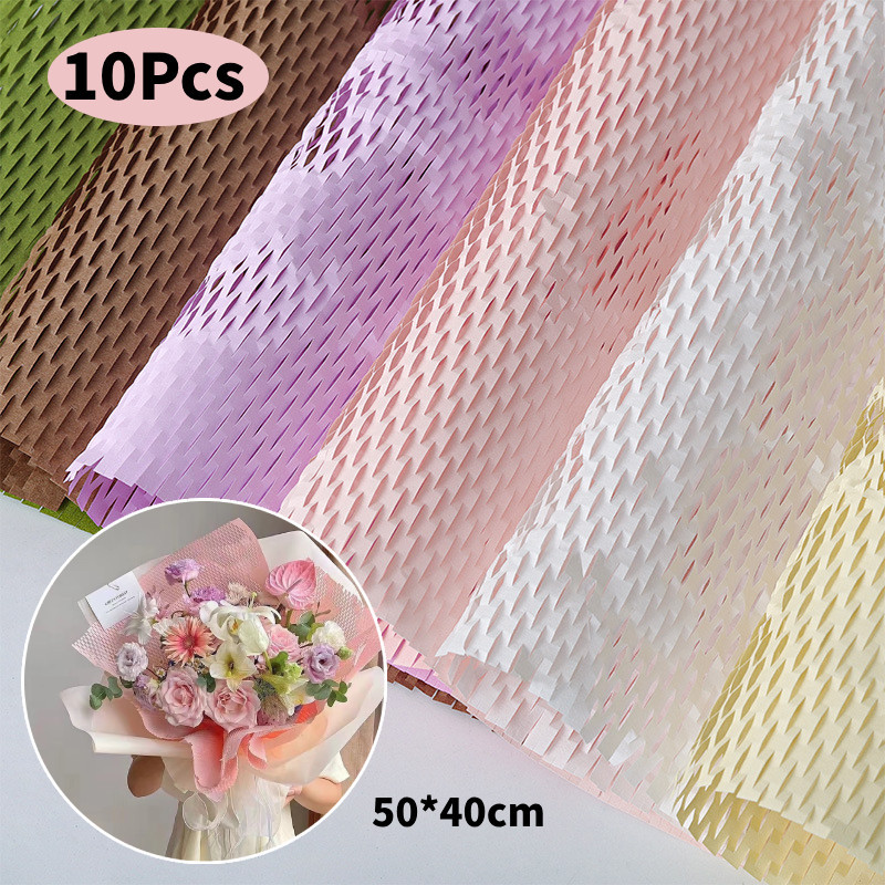 10Pcs Colorful Honeycomb Wrapper Packaging DIY Lining Art Paper Floral ...