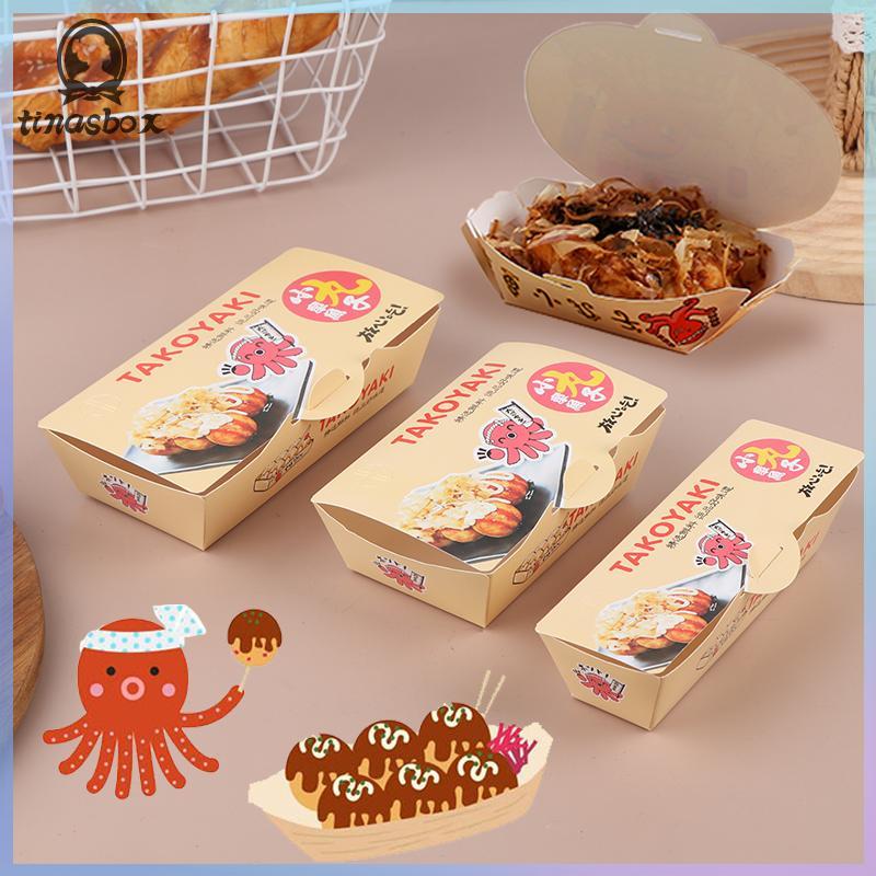 50pcs Octopus Ball Packaging Box Japanese Street Food Takoyaki ...