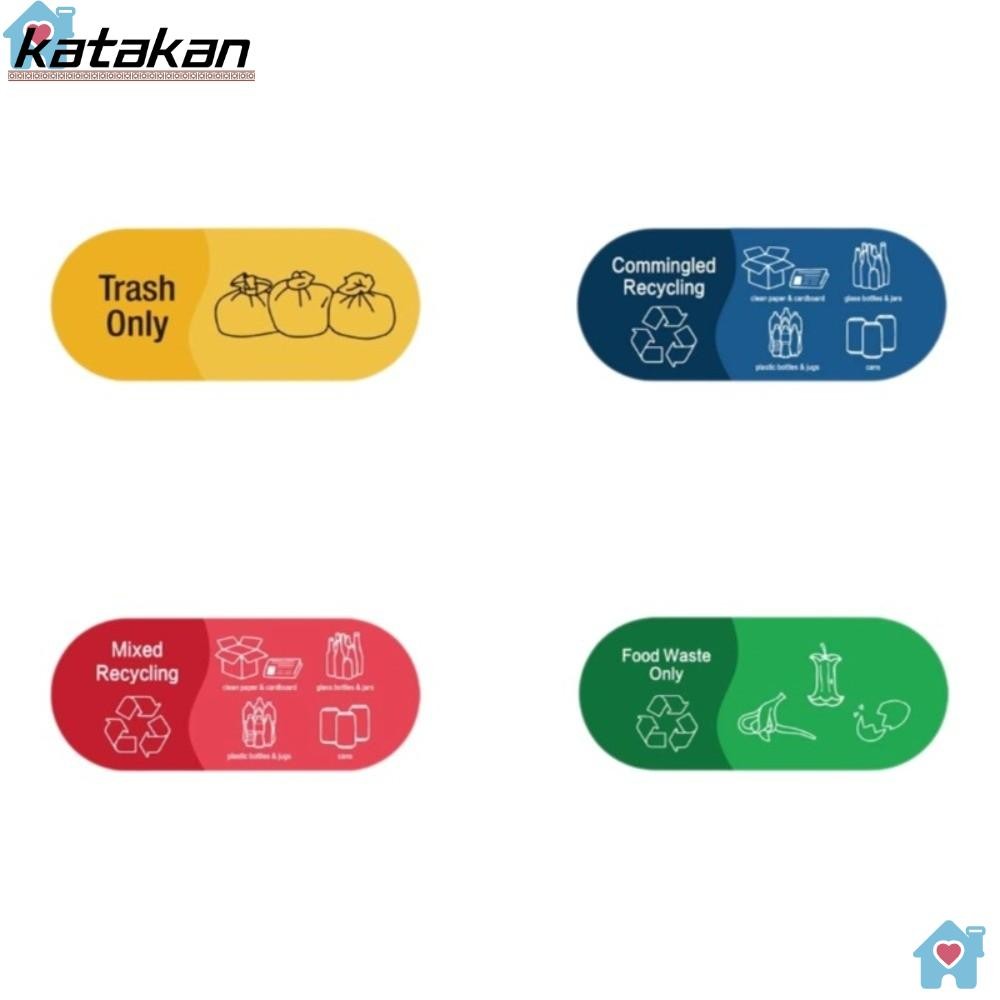 KATAKAN Trash Bin Sticker, Recycling Sorting Vinyl Mixed Recycle ...