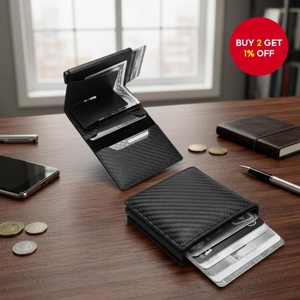 Men's Carbon Fiber and Aluminum Alloy Wallet with Anti-Theft RFID Card ...