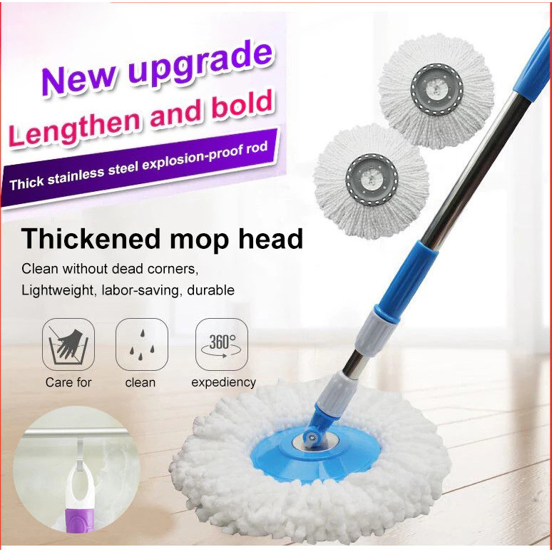 Metal Spin Mop Pole Handle Replacement Mop Head and Mop Cloth Mop ...