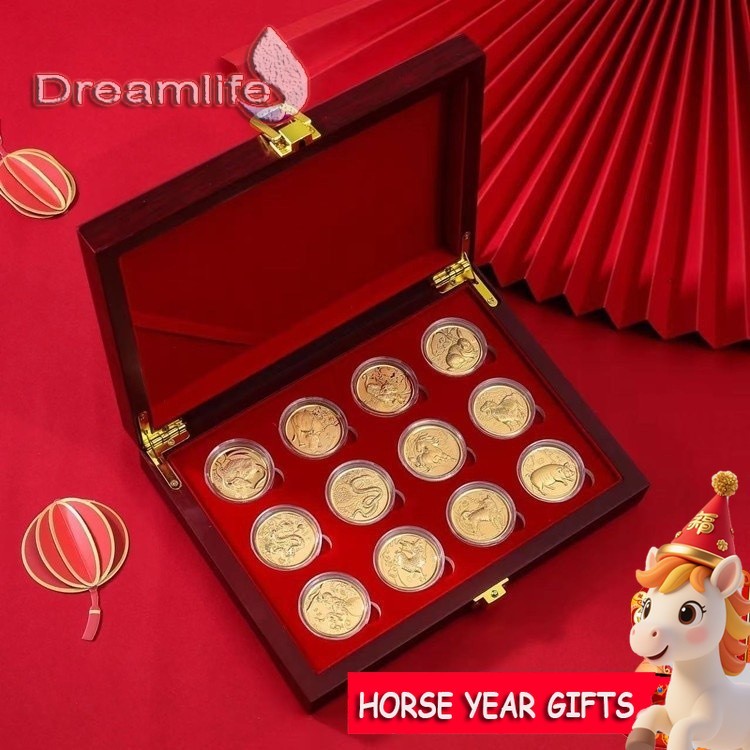 Luxurious 12 Zodiac Gold Coin Box Set Zodiacs Commemorative Coin ...